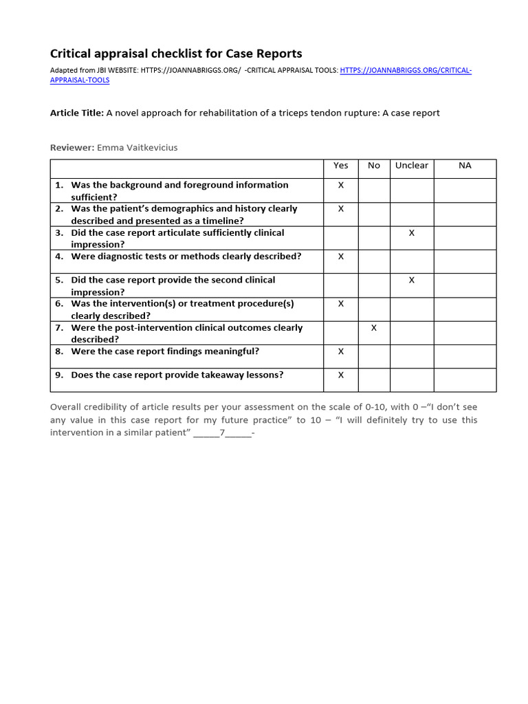 Critical Appraisal of Case Report 2 | PDF