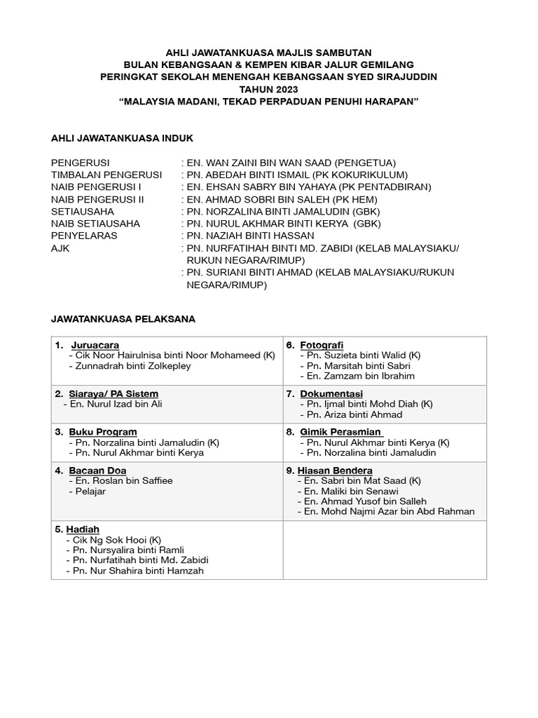 Ajk Majlis Pelancaran Kemerdekaan | PDF