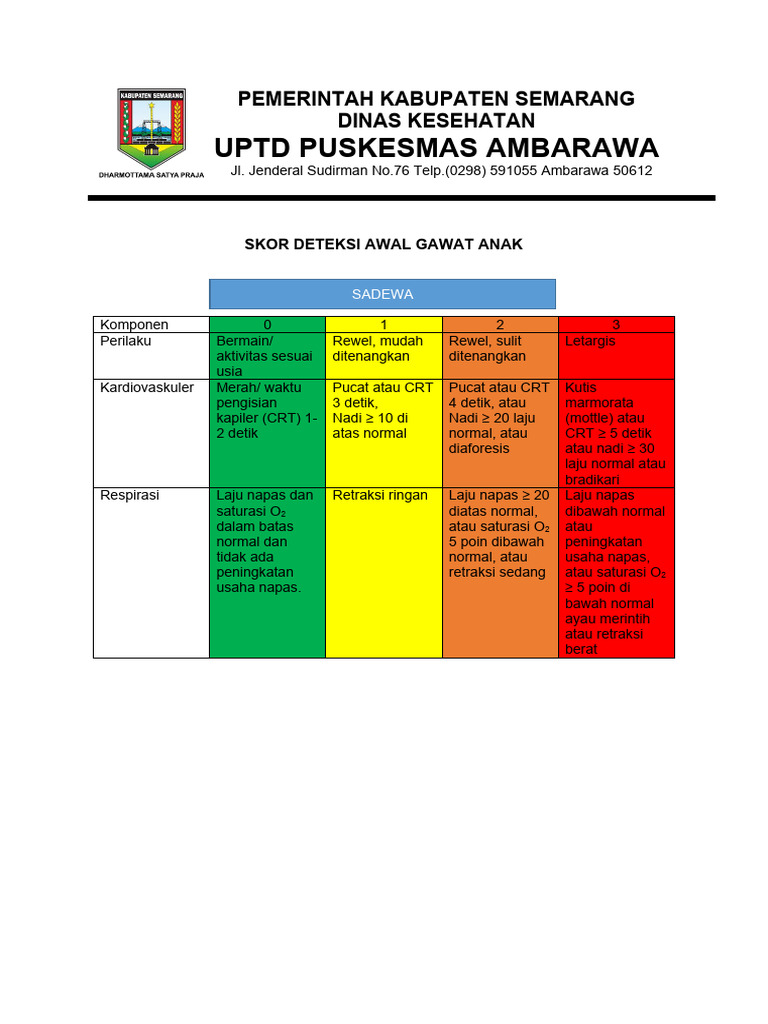 Skor Deteksi Awal Gawat Anak | PDF
