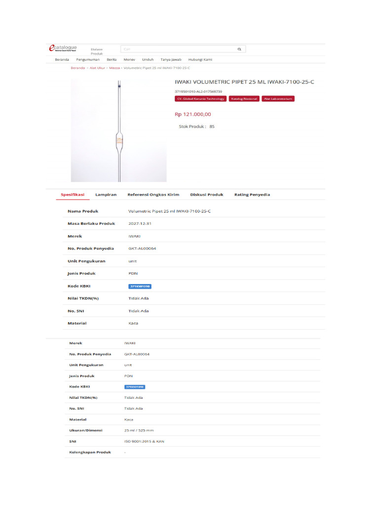 Pipet Volum 25 ML | PDF