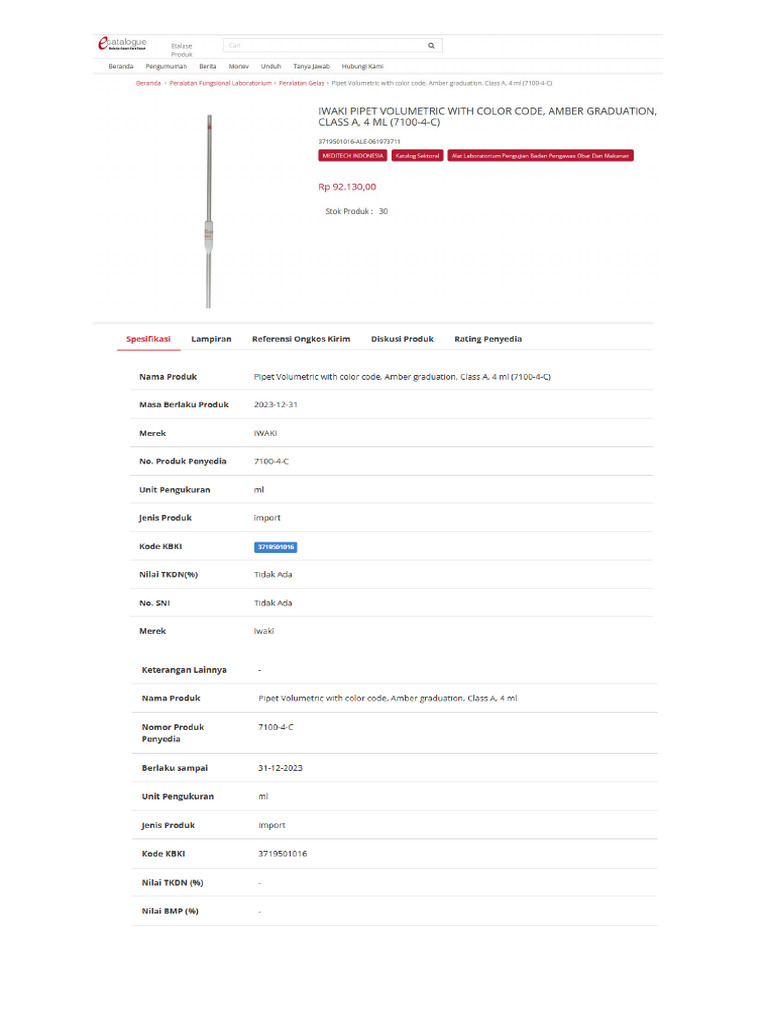 Pipet Volum 4 ML | PDF