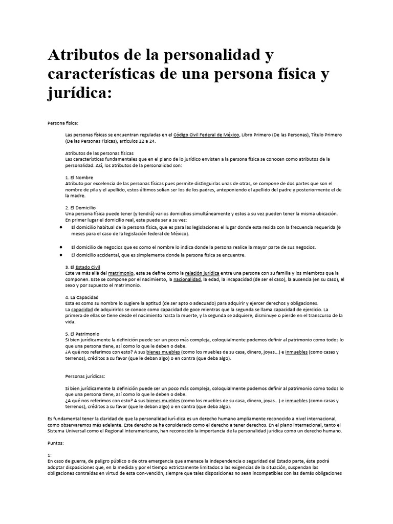 Atributos de La Personalidad y Características de Una Persona Física y ...