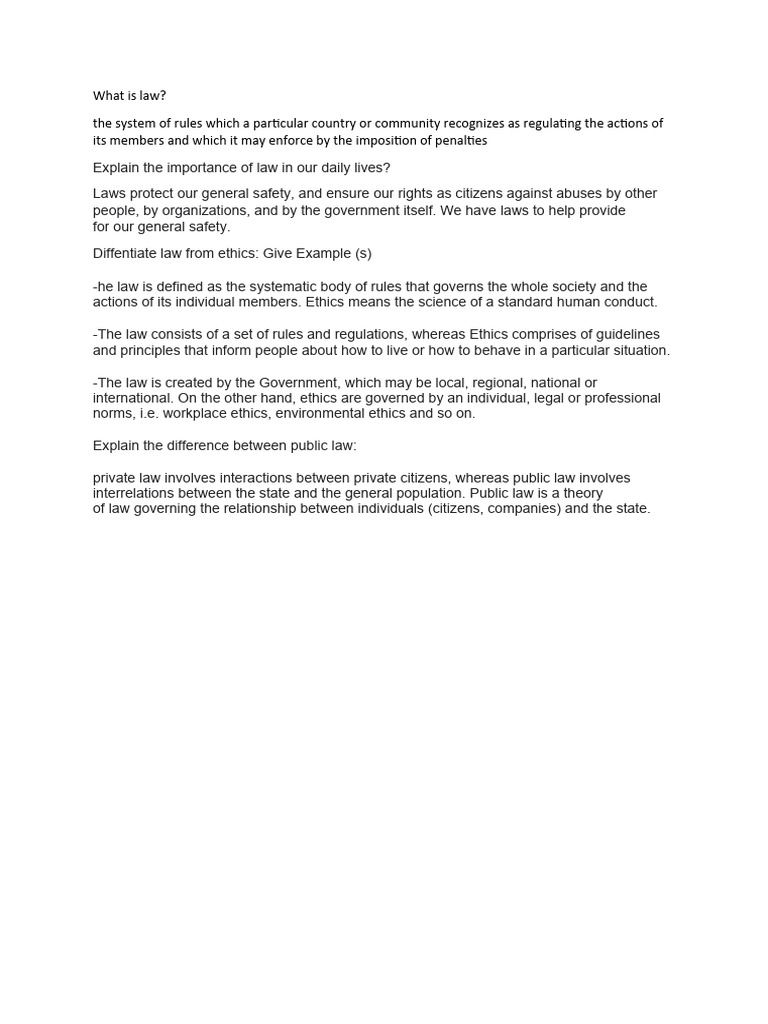 Law vs. Ethics: Key Differences | PDF | Politics