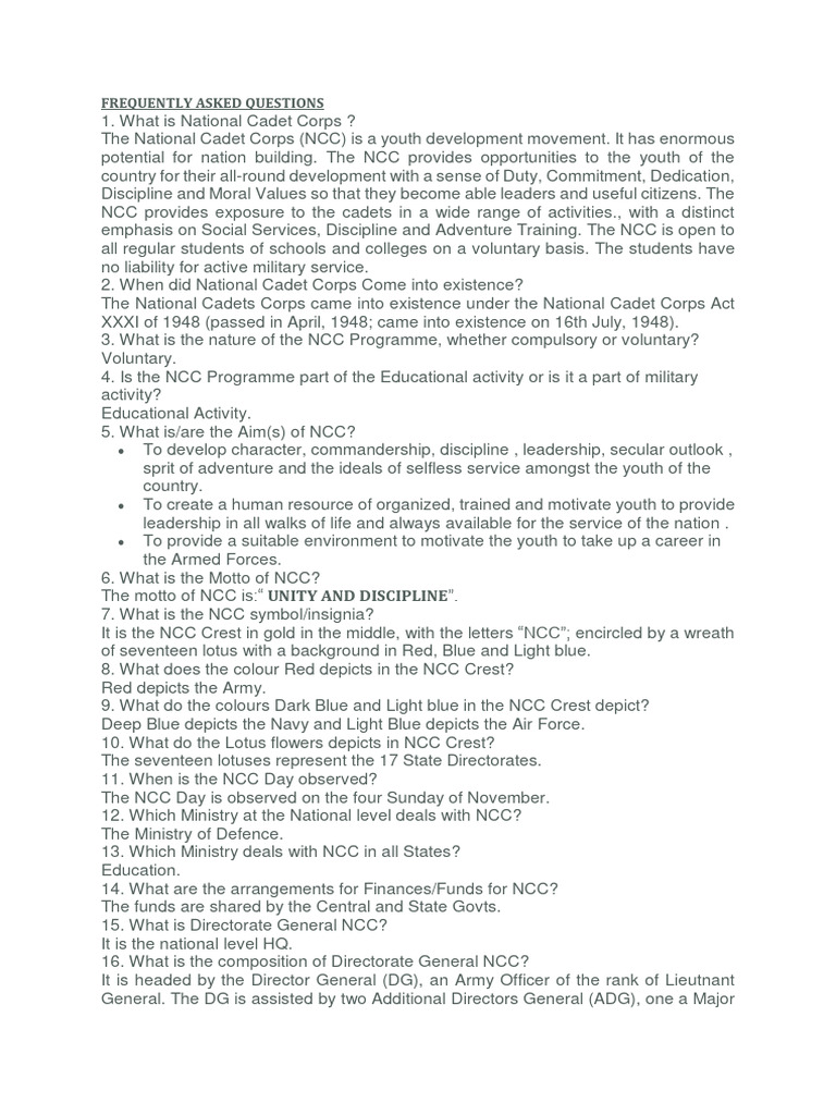 Frequently Asked Questions: Unity and Discipline" | PDF | Military Rank ...