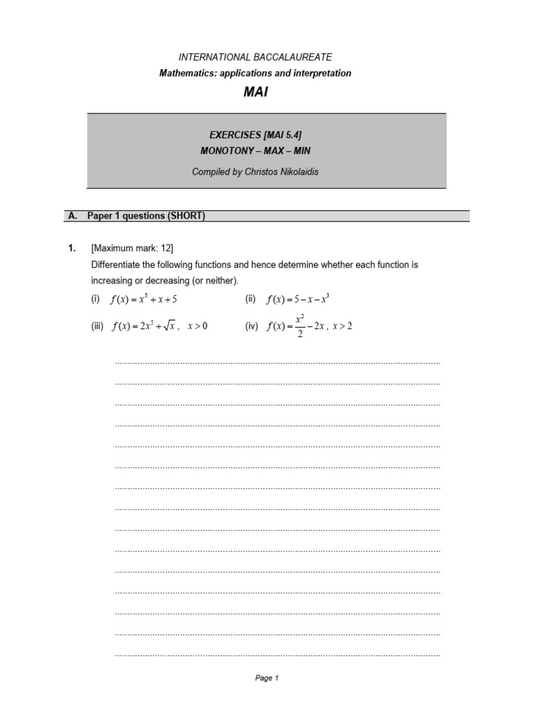 Monotony and Maxima in Functions | PDF | Science & Mathematics | Computers