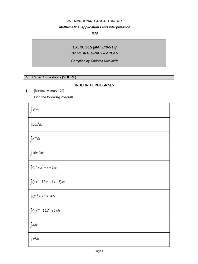 (Mai 5.10-5.13) Basic Integrals - Areas | PDF | Teaching Methods & Materials