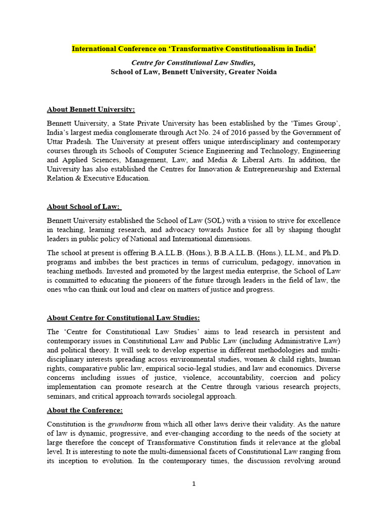 Transformative Constitutionalism Conference | PDF | Law School | Science
