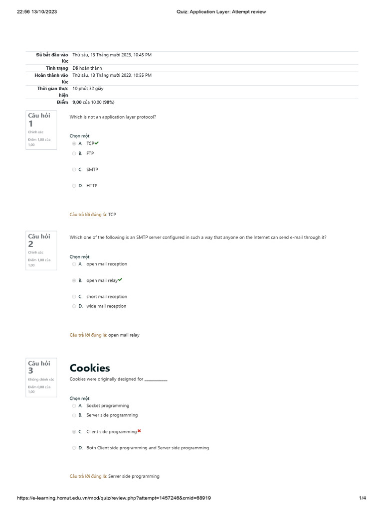 Quiz - Application Layer - Attempt Review | PDF