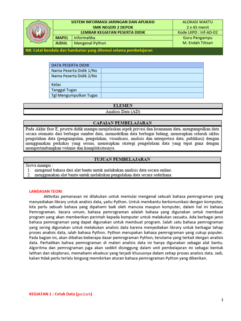 Penanganan Data dalam Pemrograman Python | PDF | Komputer