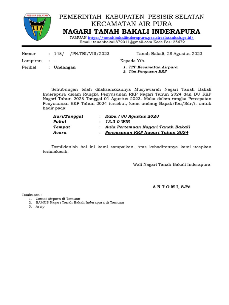 Undangan Rapat RKP | PDF