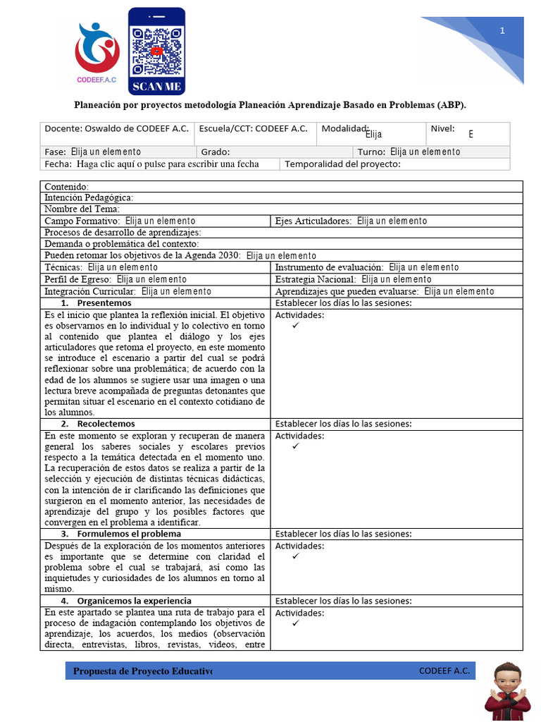 Formato Editable para Planeación Aprendizaje Basado en Problemas | PDF | Plan de estudios ...