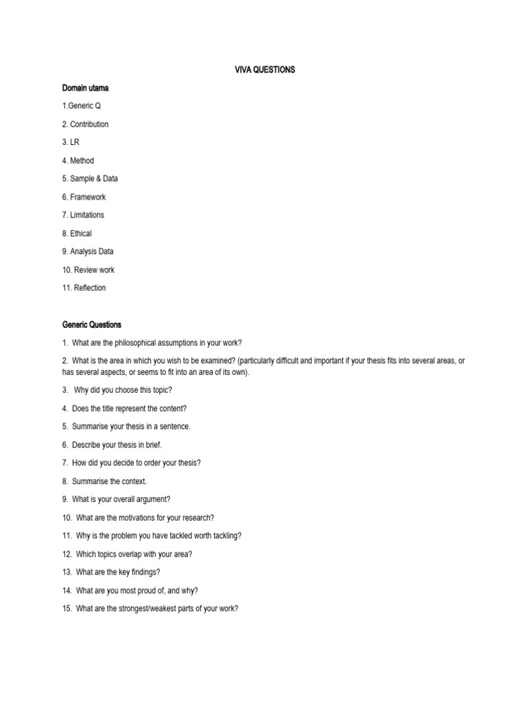 VIVA Exam Preparation Guide | PDF