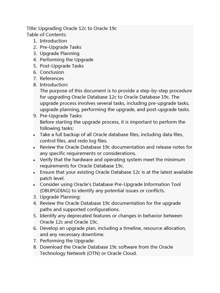 Upgrading Oracle 12c To Oracle 19c Pdf