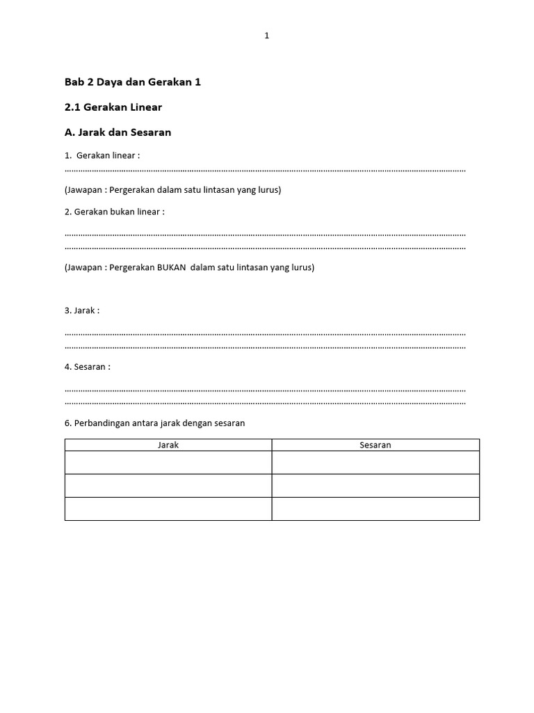 Gerakan Linear: Jarak, Laju, dan Pecutan | PDF