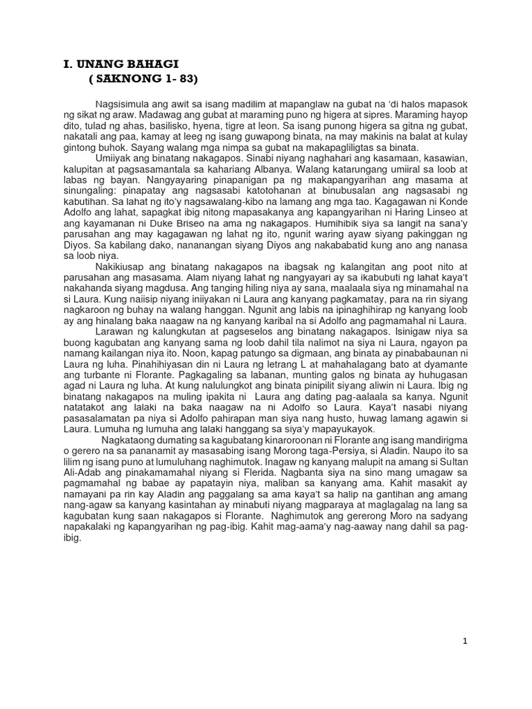 Filipino 8 Florante at Laura | PDF