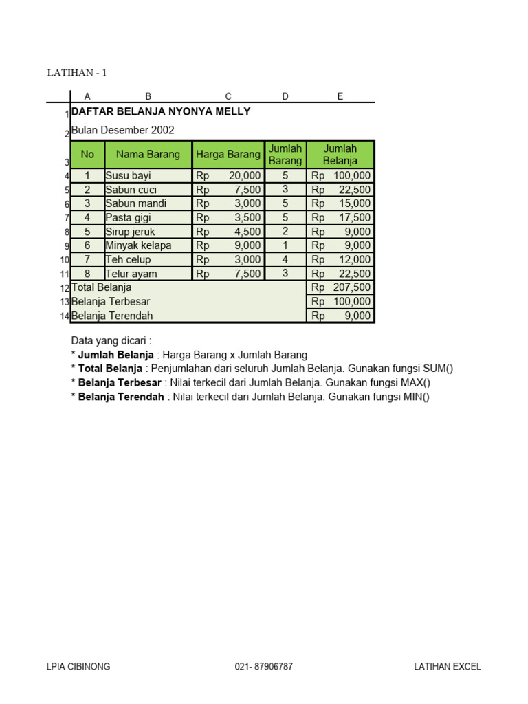 Latihan Soal Excel | PDF