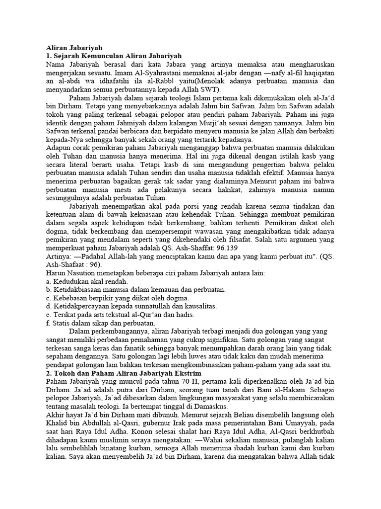 Aliran Jabariyah | PDF