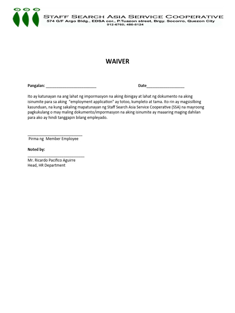 WAIVER | PDF