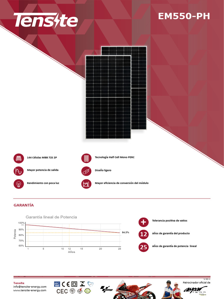 Panel Solar EM550-PH de 550W | PDF | Panel solar | Ingenieria Eléctrica