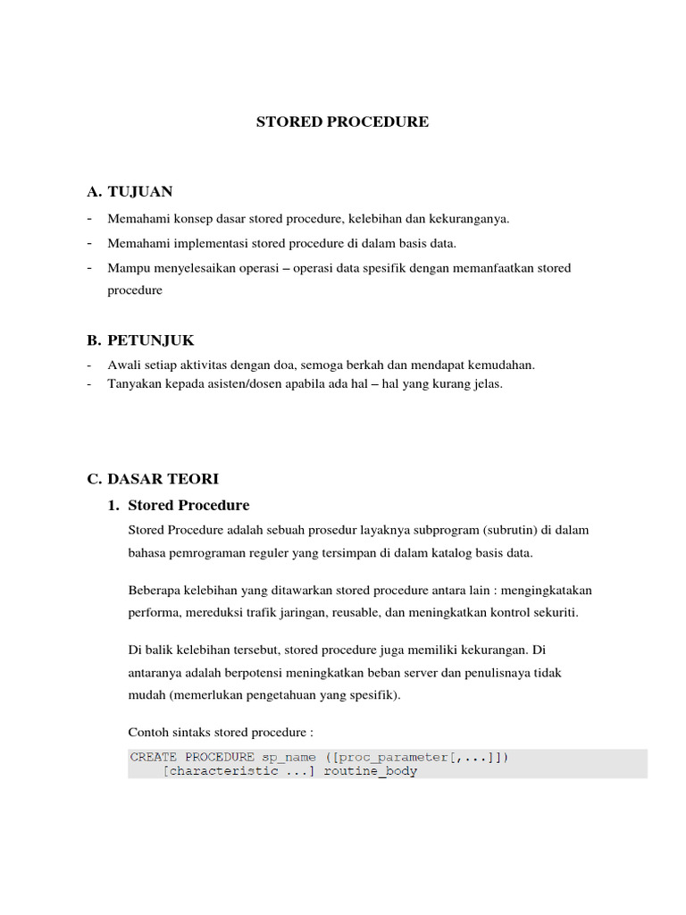 Pertemuan 10 Store Procedure Pdf 4196