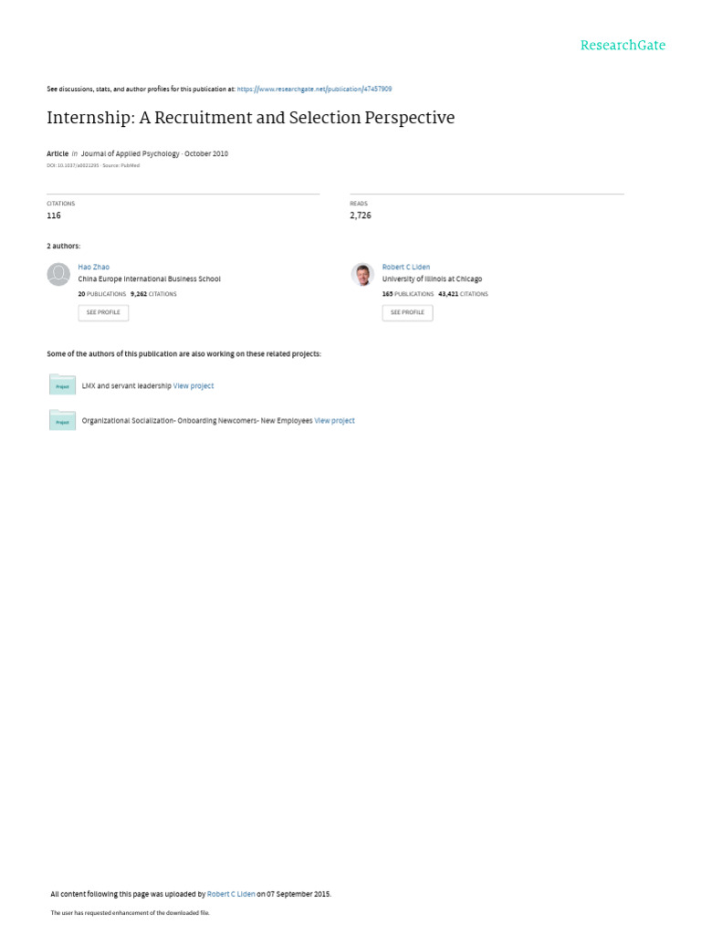 Internship Recruitment and Selection Insights | PDF | Internship | Job ...