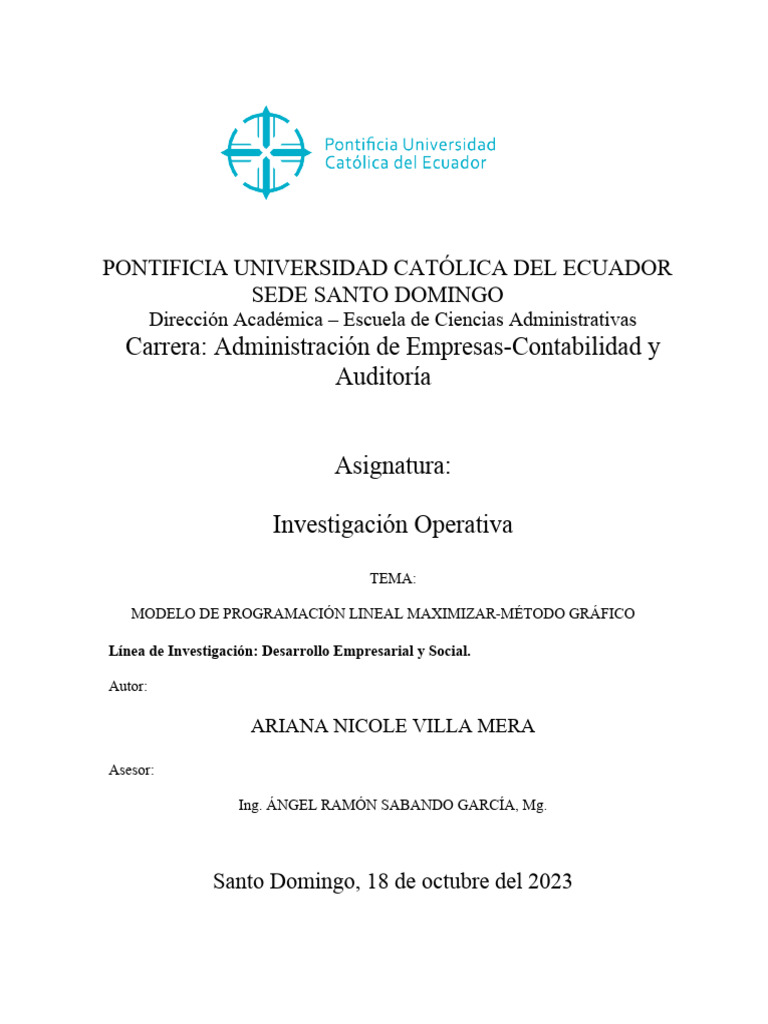 Taller de Modelo de Programación Lineal-Metodo Grafico-Maximizar-2 | PDF Taller de Modelo de Programación Lineal-Metodo Grafico-Maximizar-2 | PDF