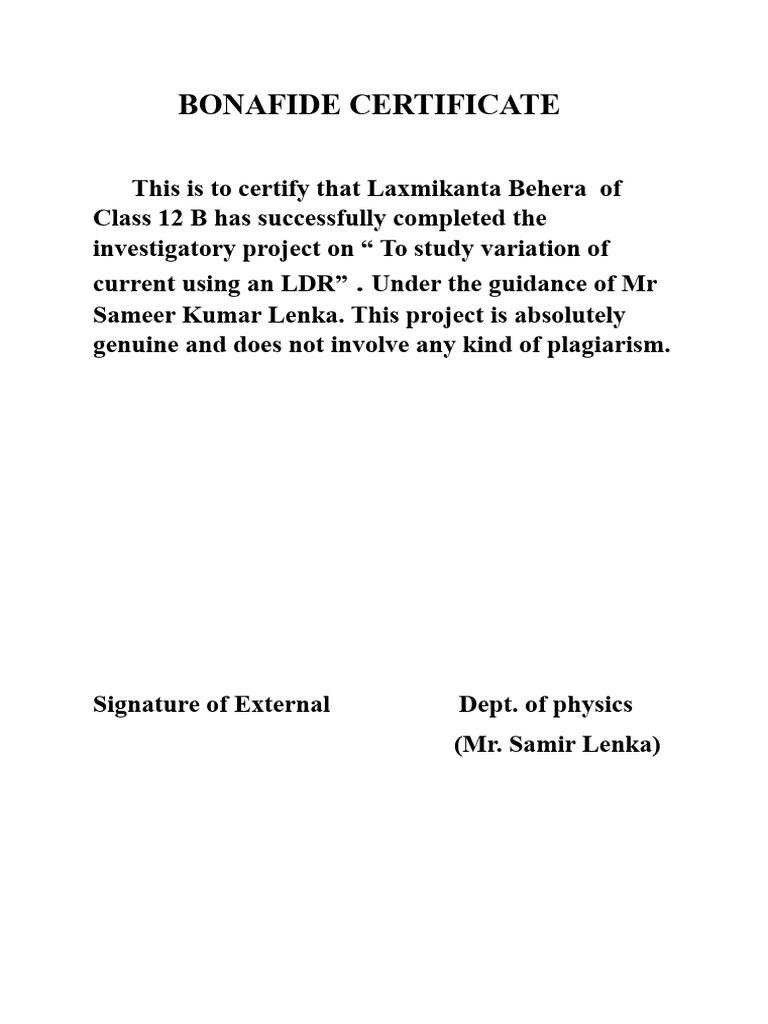 Bonafide Certificate | PDF