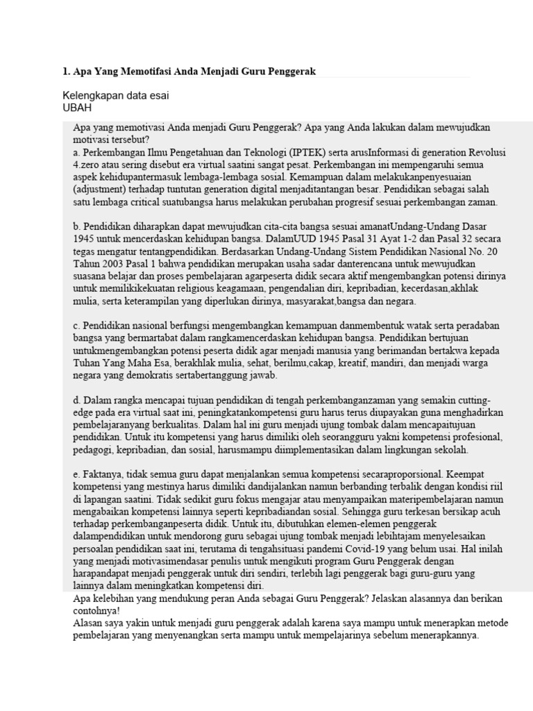 Formulir Esai Cgp-Lengkap | PDF | Karier & Perkembangan