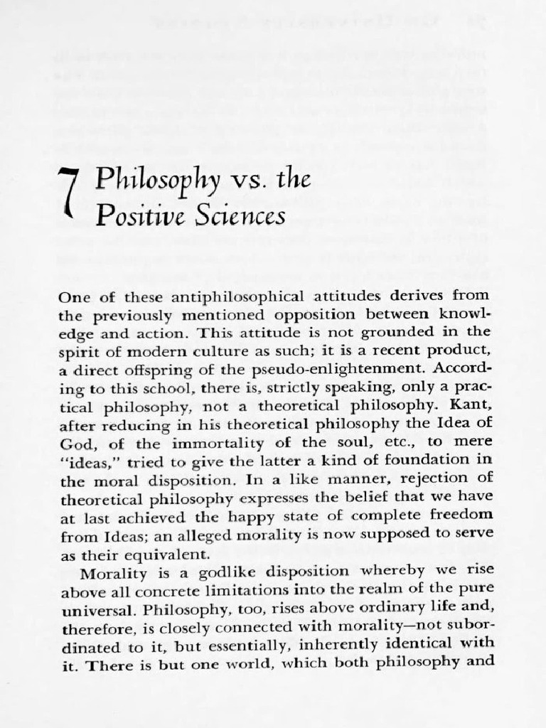 Philosophy Vs The Positive Sciences | PDF