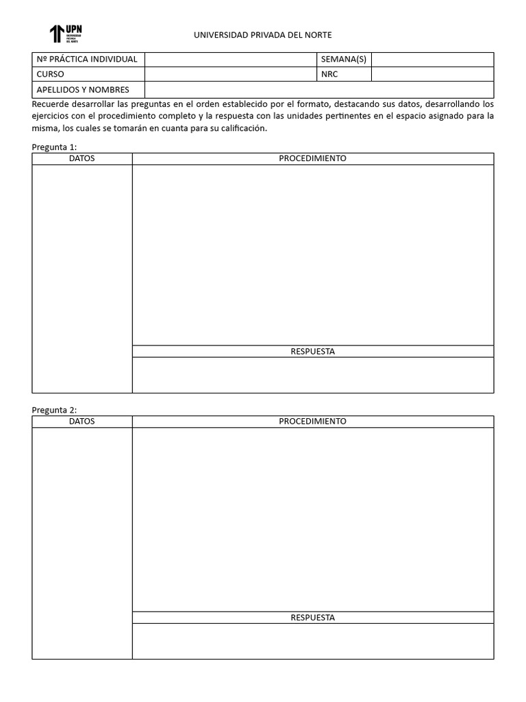Formato Imprimible para Prácticas Individuales | PDF