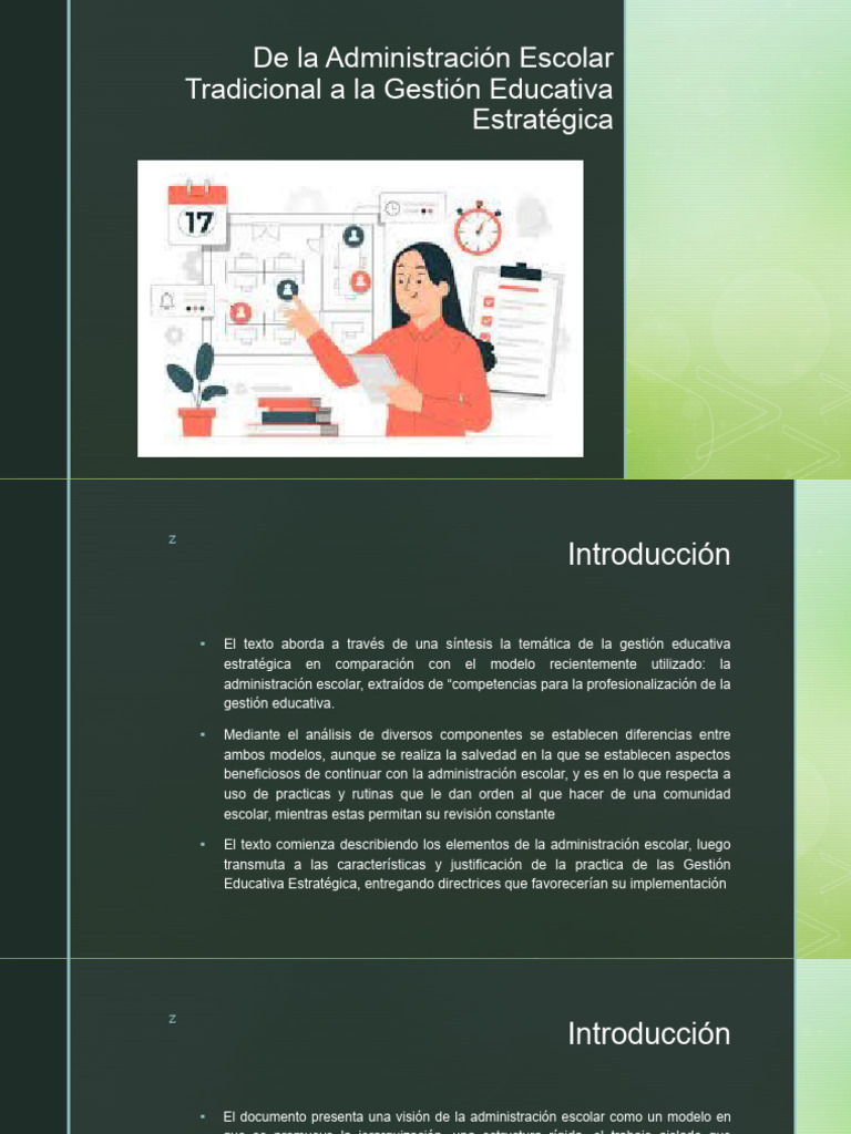 De La Administracion Escolar Tradicional A La Gestion Educativa ...