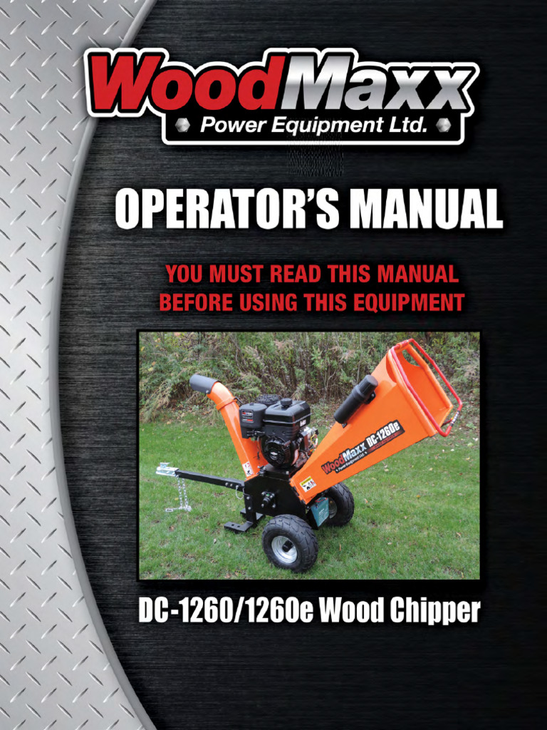 Wood Chipper Woodmaxx DC-1260e | PDF | Motor Oil | Gasoline