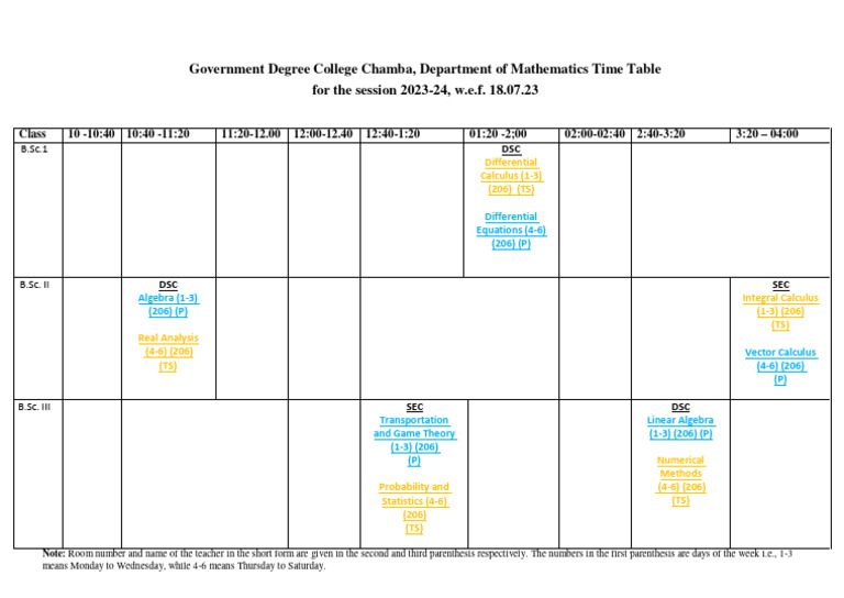 Department Time Table 23-24 | PDF | Differential Equations ... Department Time Table 23-24 | PDF | Differential Equations ...