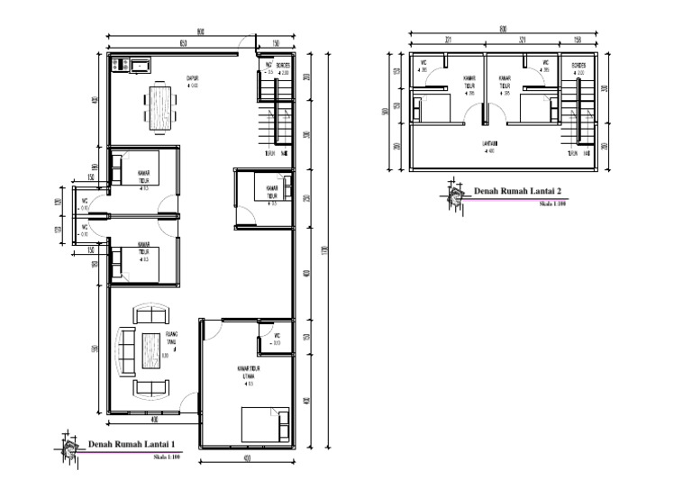 Denah Rumah Lantai 2 Skala 1 100 | PDF