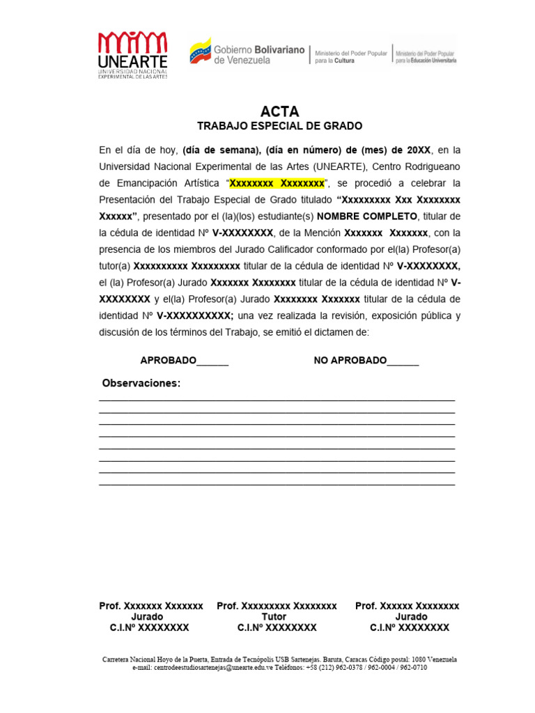 Formato Acta de Teg | PDF