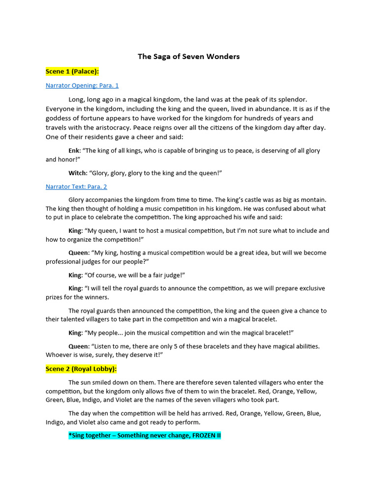 The Saga of The 7 Wonders - SCRIPT | PDF