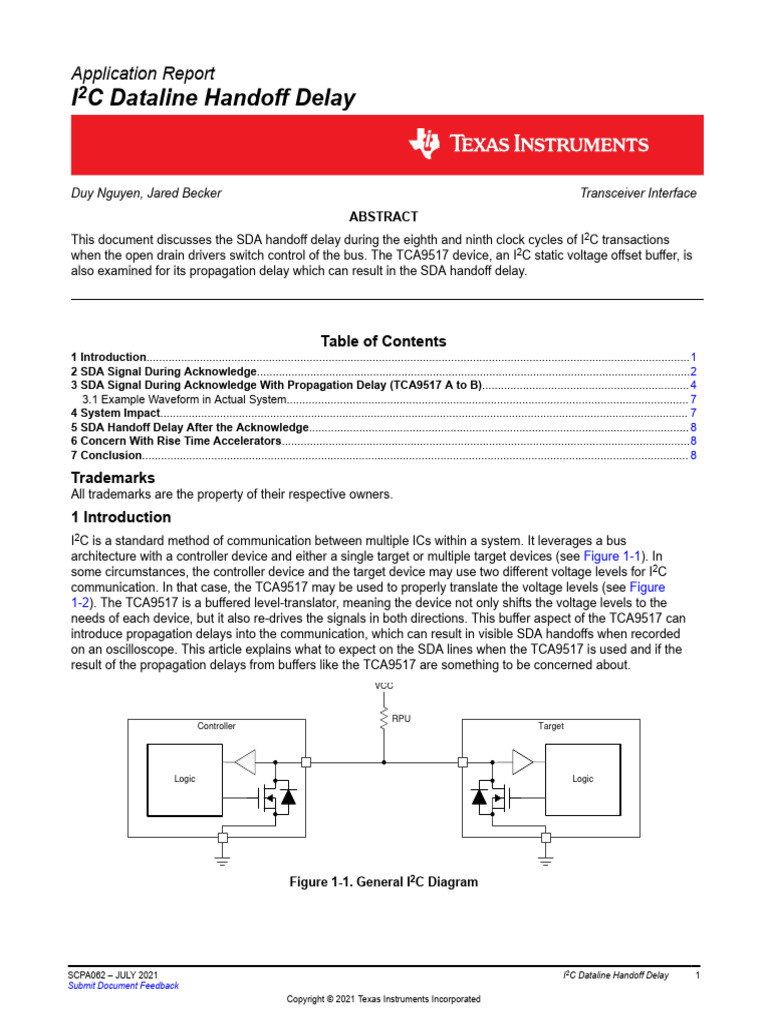I C Dataline Handoff Delay: Application Report | PDF | Computer Engineering | Electrical Engineering