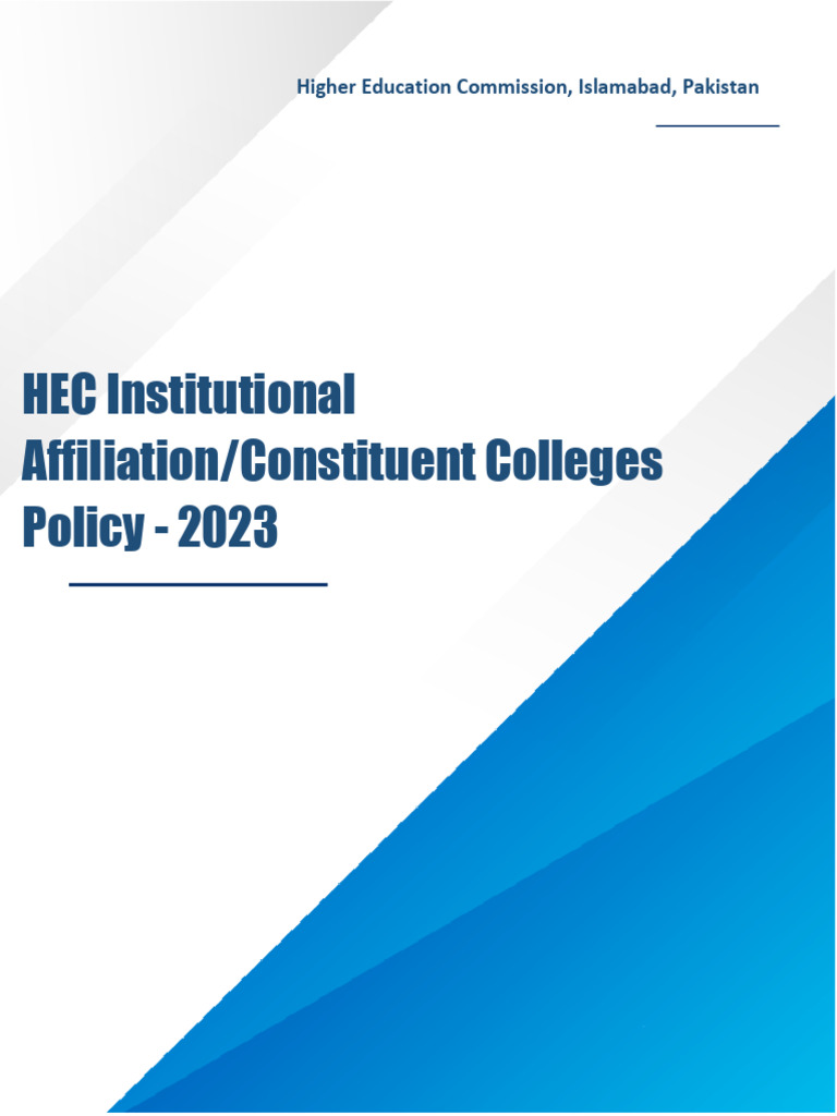 HEC Institutional Affiliation Constituent Colleges Policy - 2023 | PDF ...