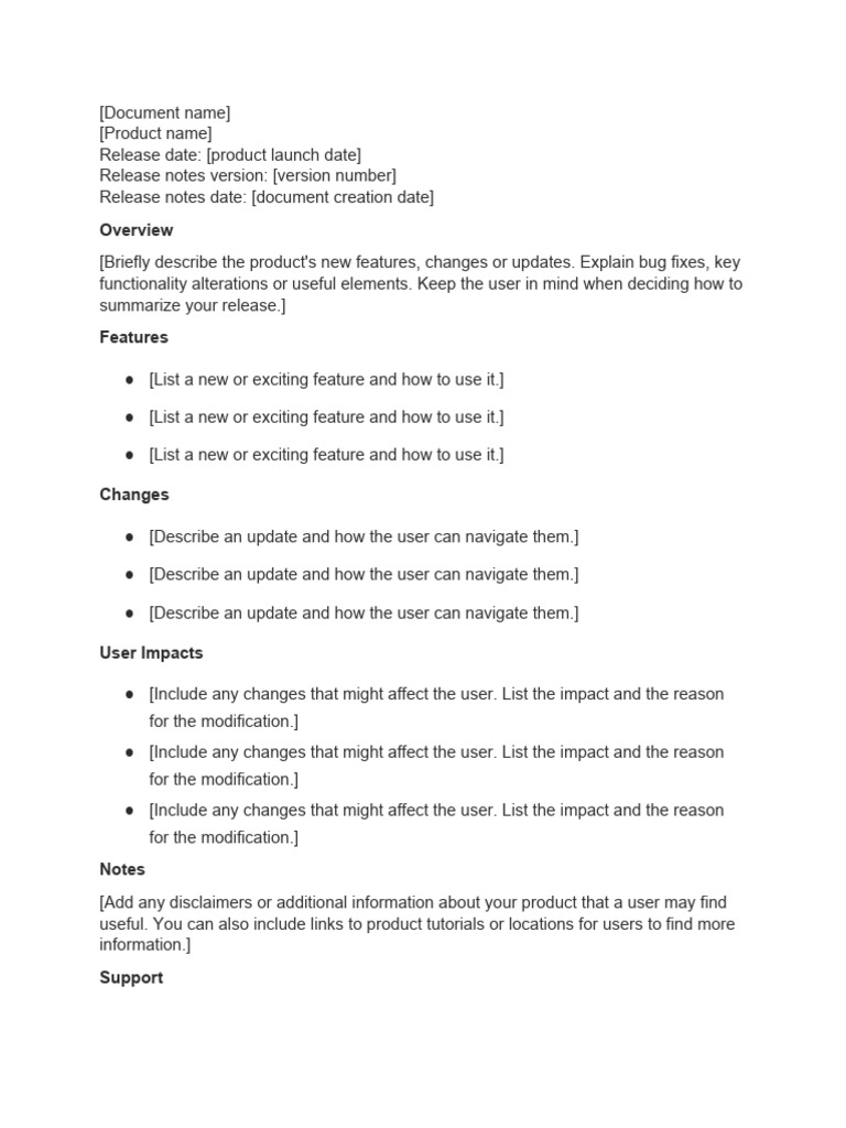 Release Notes Template | PDF