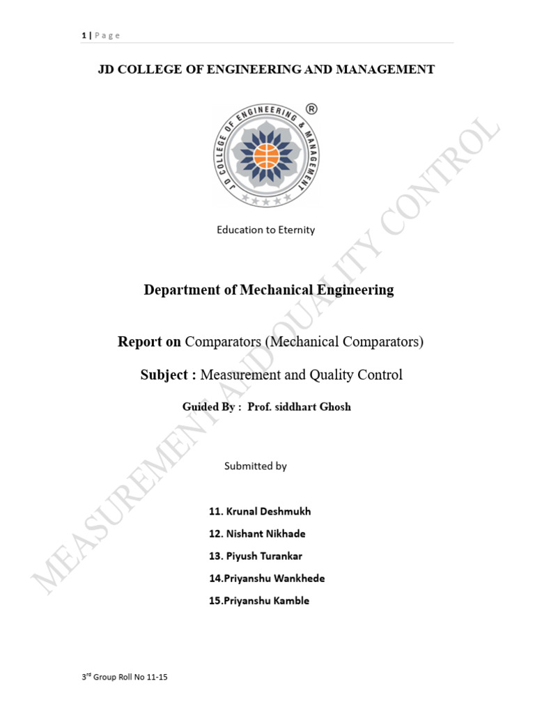 Mechanical Comparators in Metrology | PDF | Accuracy And Precision ...