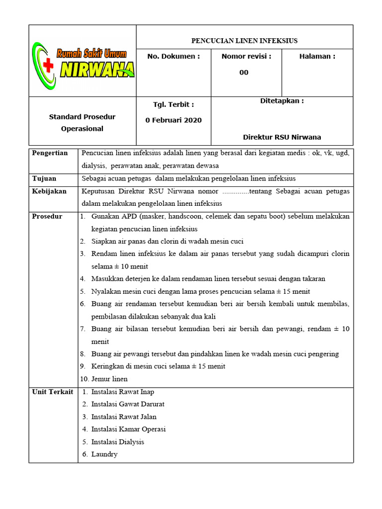Pencucian Linen Infeksius | PDF