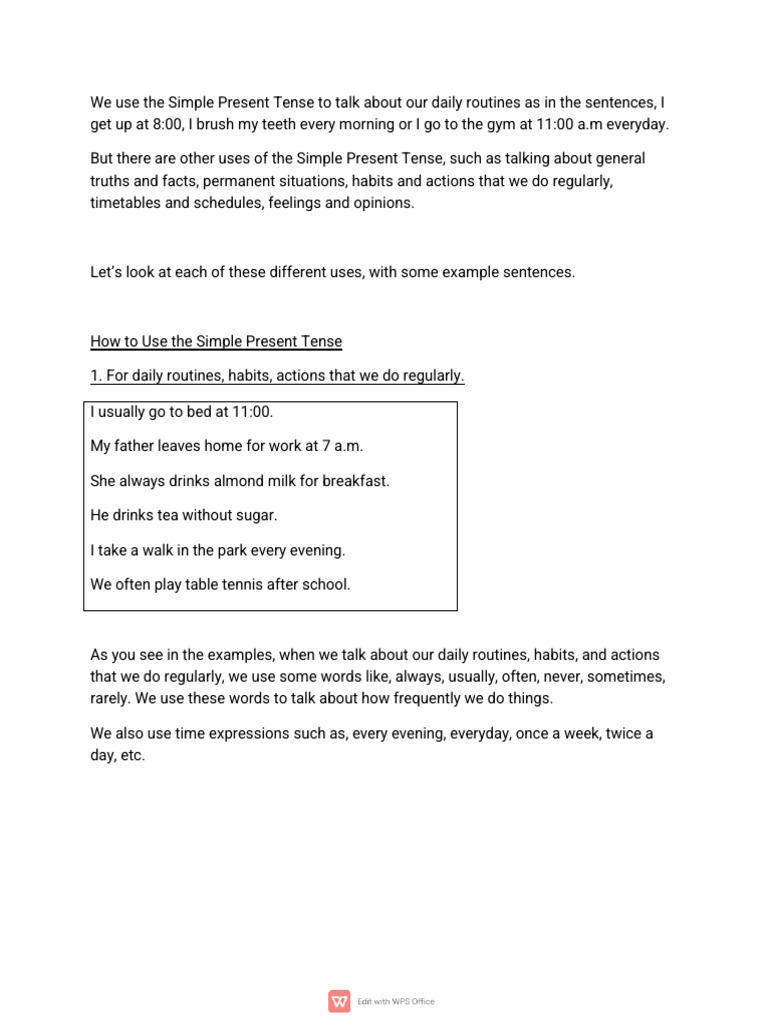 Simple Present Tense Guide | PDF