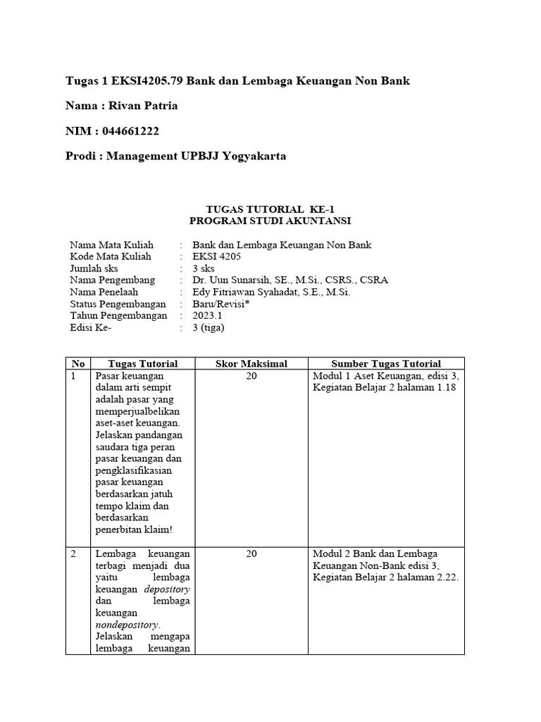Rivan Patria Tugas 1 - EKSI4205 | PDF