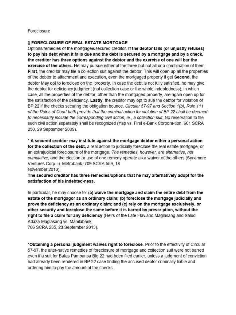 Foreclosure Remedies for Creditors | PDF