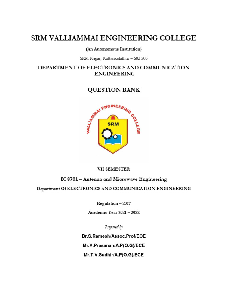 EC8701 Antenna & Microwave Engineering Q&A | PDF | Antenna (Radio ...