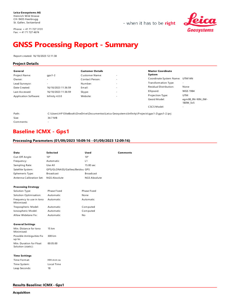 Gps1 2 Gnss Processing Report Summary Pdf Global Positioning 8217