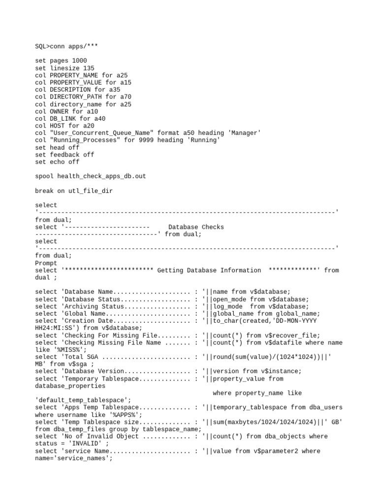 Health Check Script | PDF