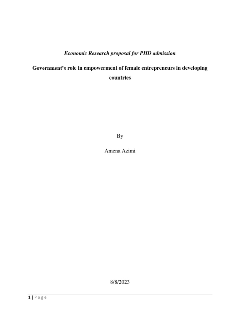 Proposal For PHD | PDF | Entrepreneurship | Sampling (Statistics)