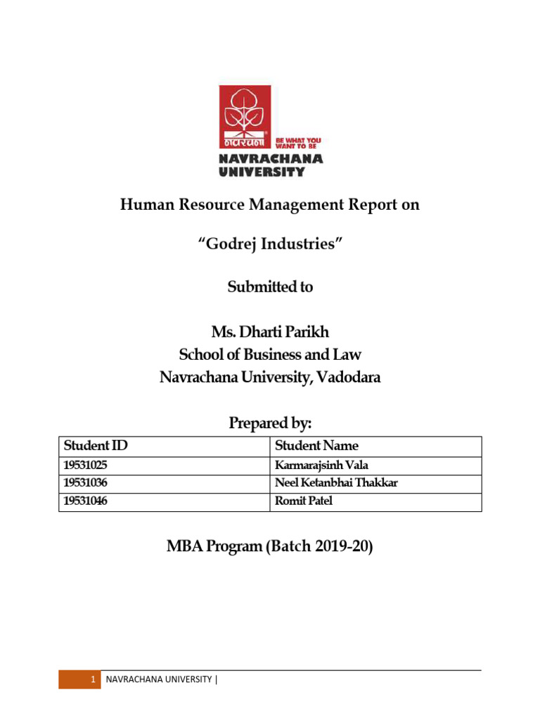 Human Resource Management Report On Godr | PDF | Performance Appraisal ...