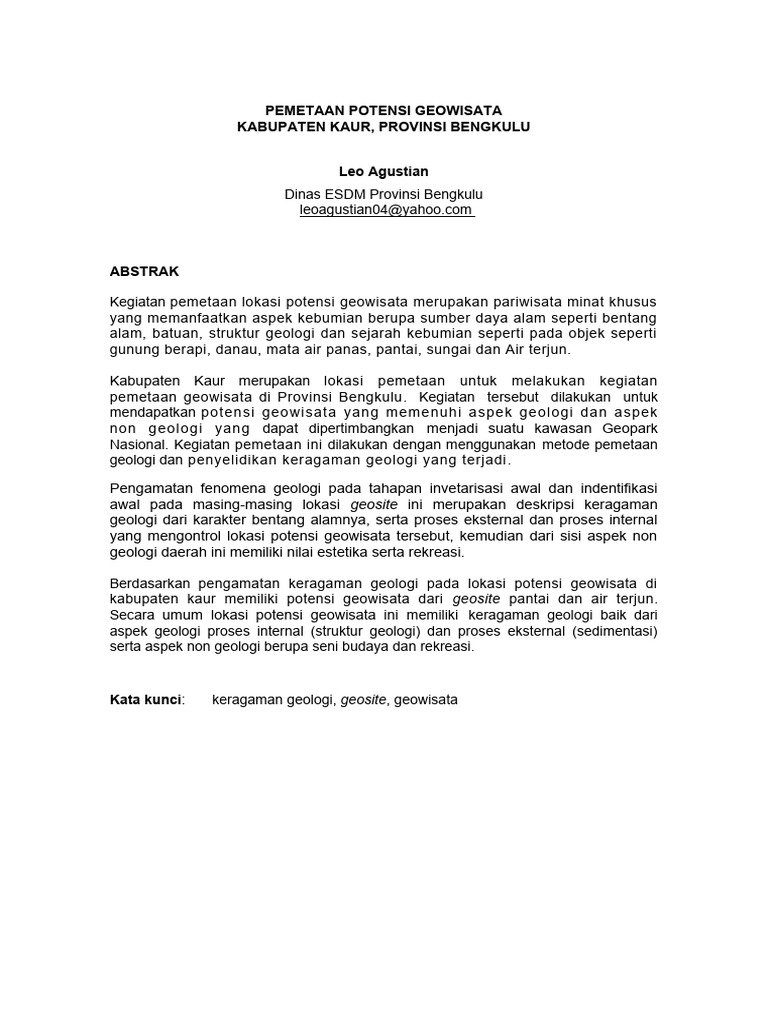 Potensi Geowisata Danau Kembar Kaur | PDF | Sains & Matematika